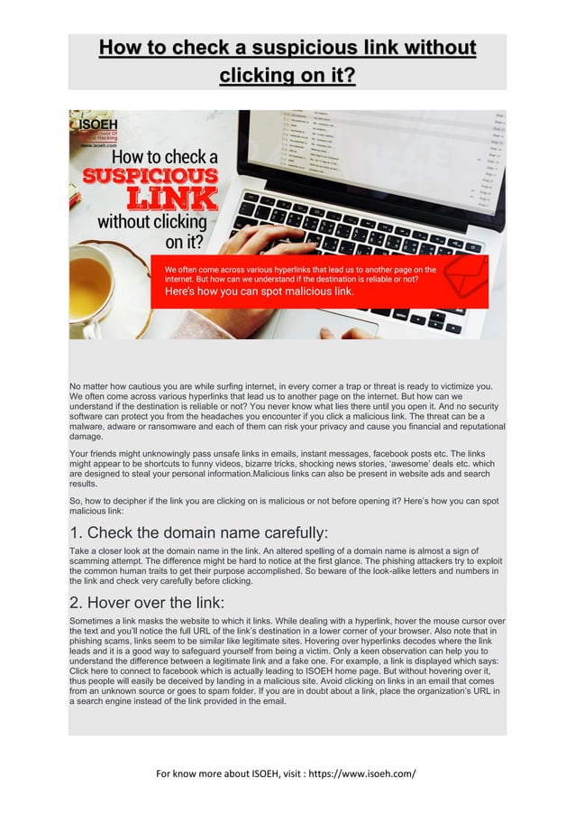 How to check a suspicious link without clicking on it? | PDF