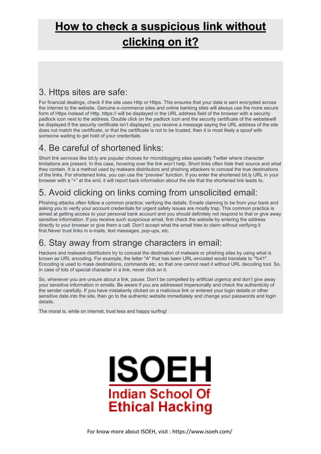 How to check a suspicious link without clicking on it? | PDF