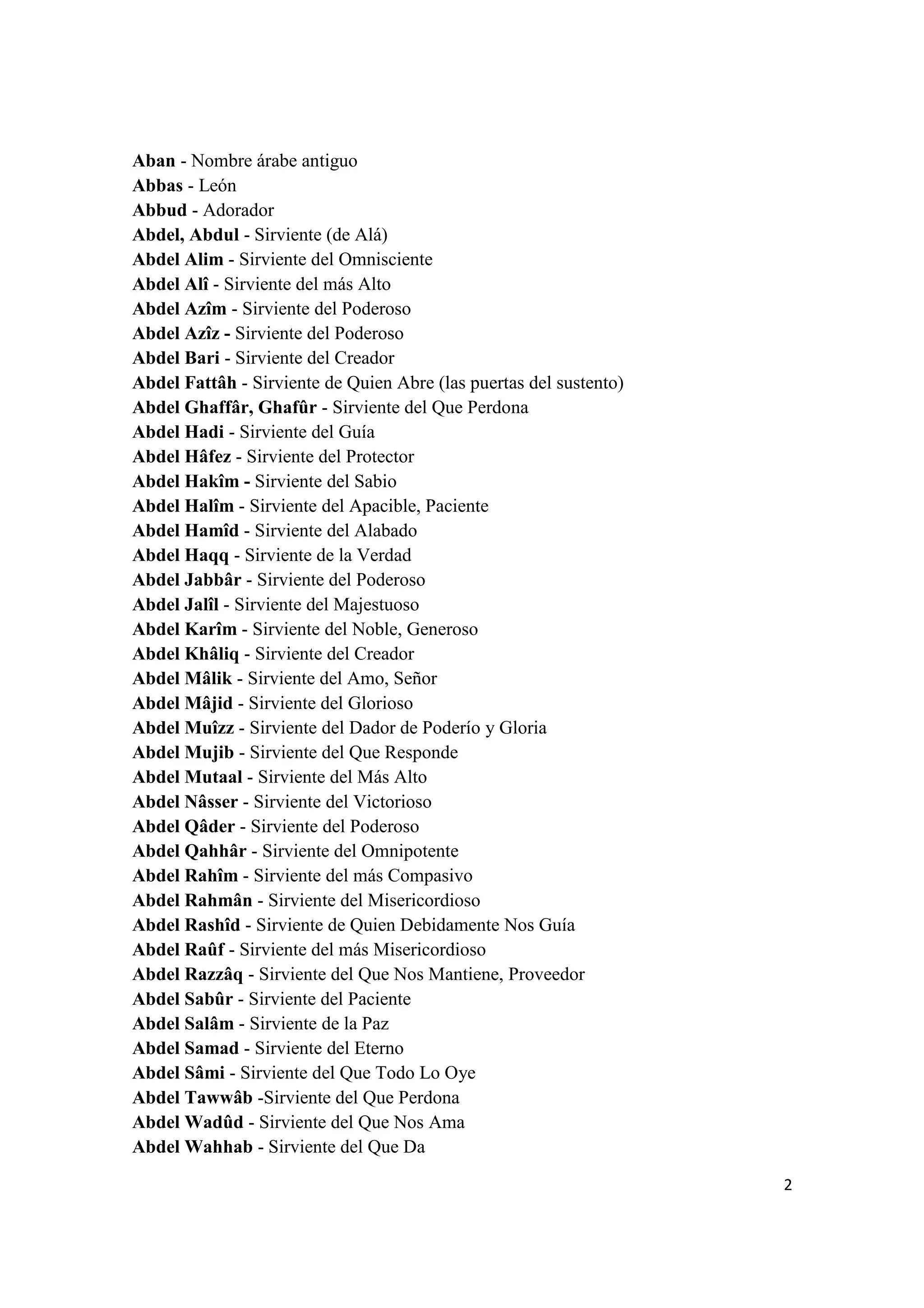 Nombres y apellidos arabes | PDF