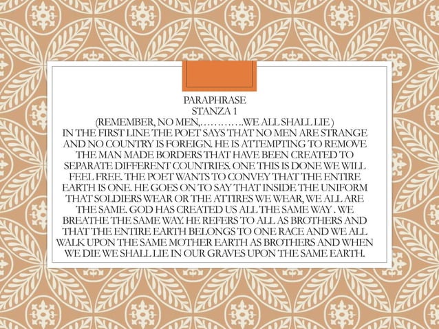 No men are foreign | PPTX | Poetry | Books and Literature