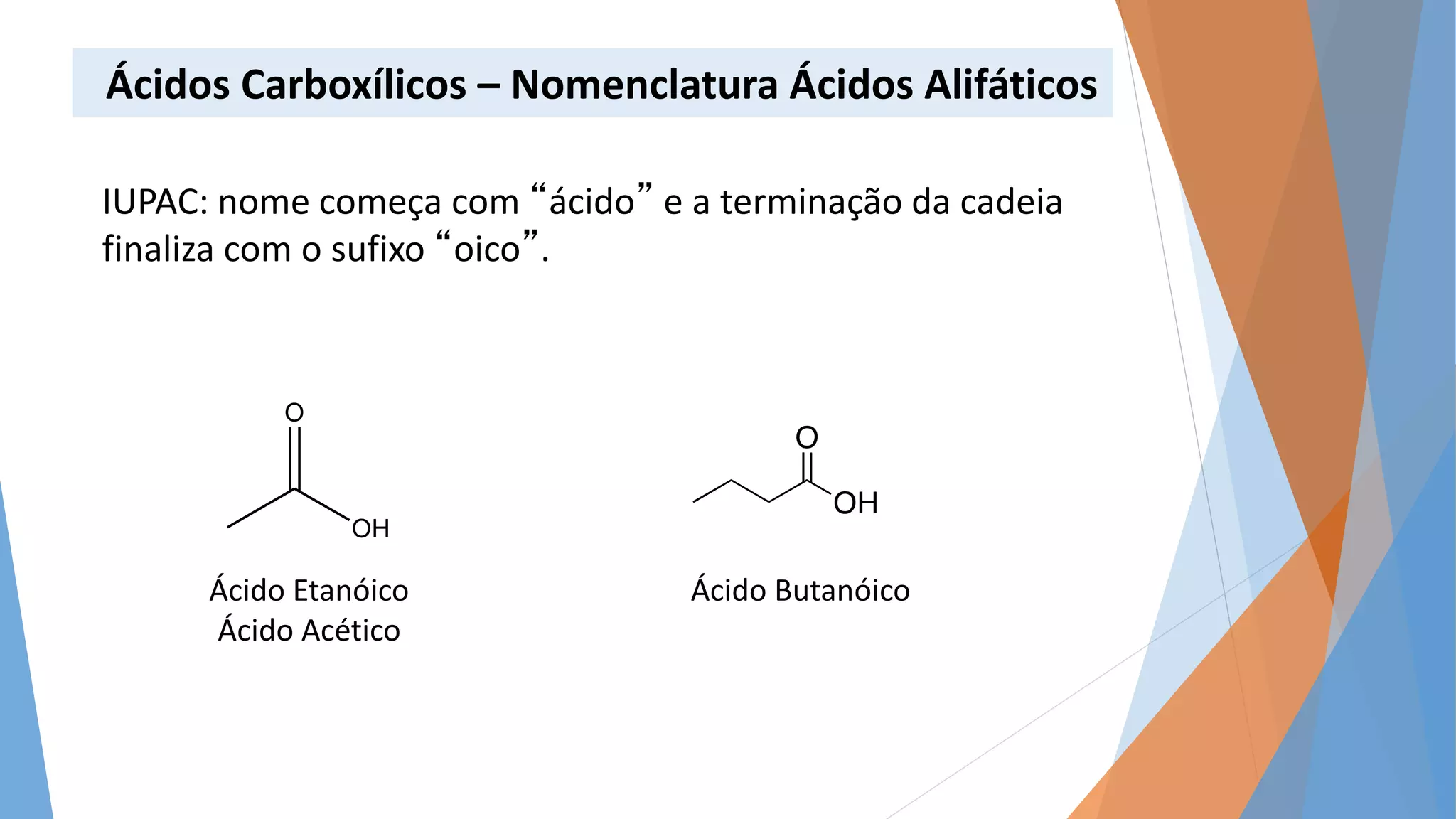 Nomenclatura – ácido carboxílico e derivados | PPT