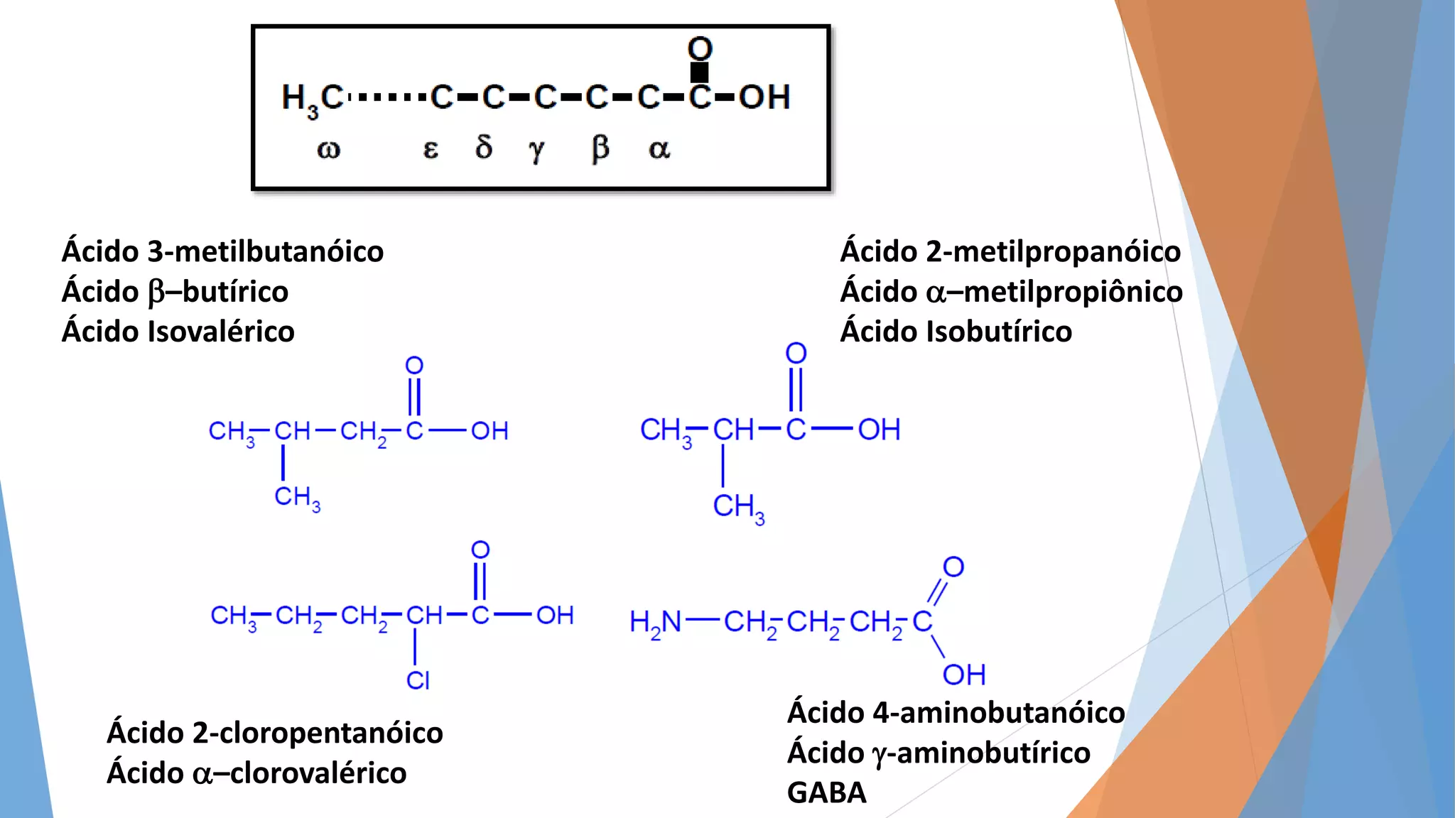 Nomenclatura – ácido carboxílico e derivados | PPT