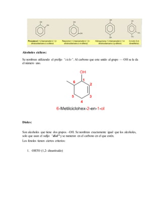 Nomenclatura de alcoholes y fenoles | DOCX