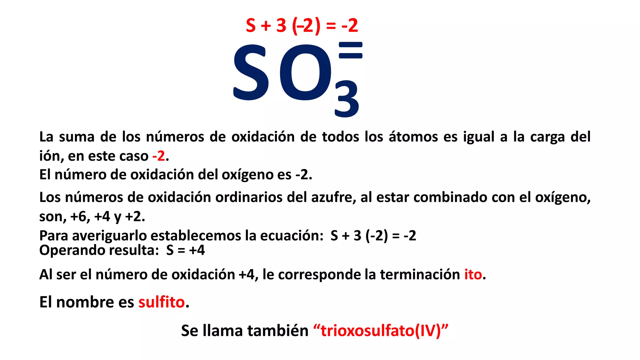 Nomenclatura de iones cuatro ejemplos | PPTX