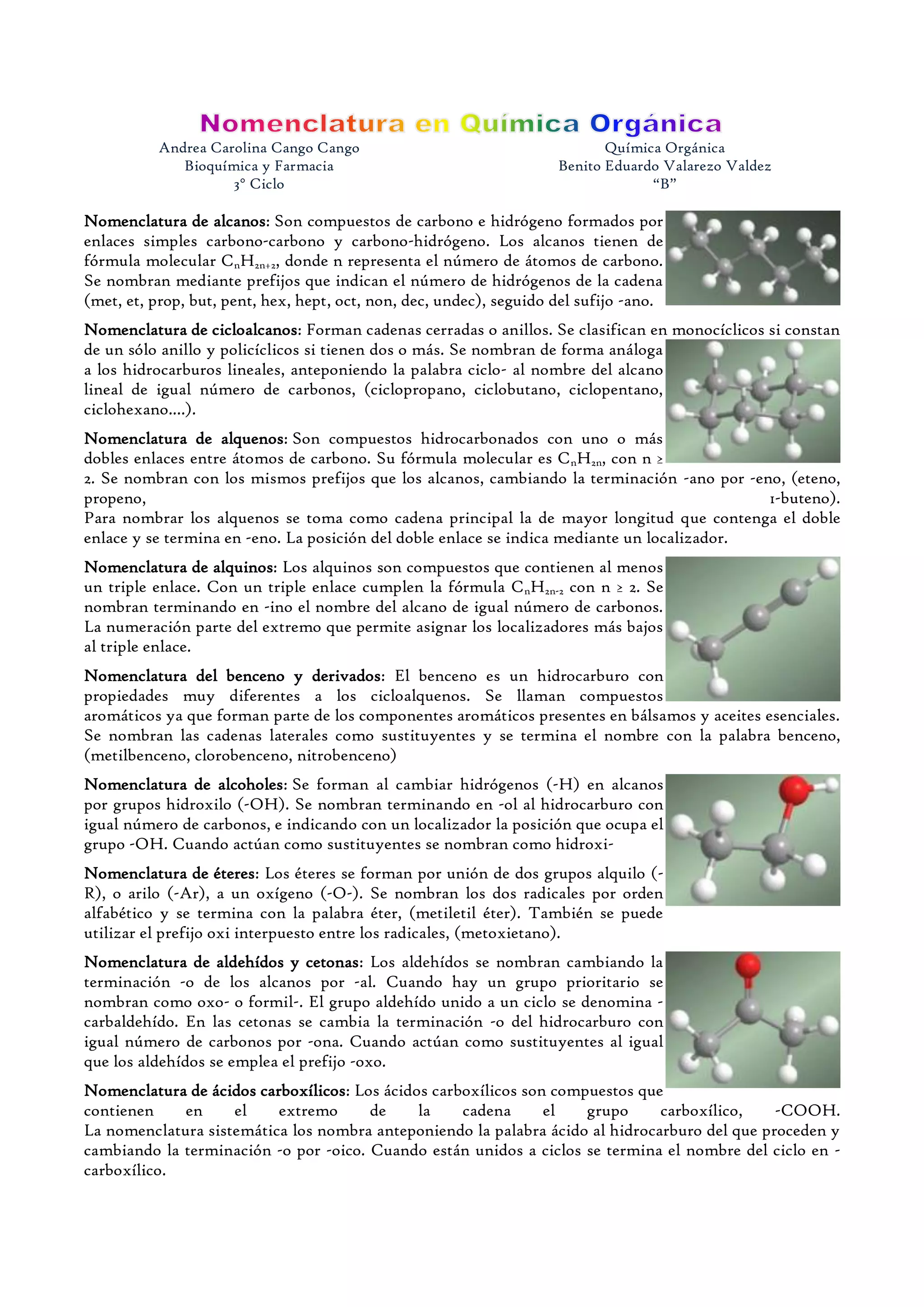 Nomenclatura en química orgánica | DOCX