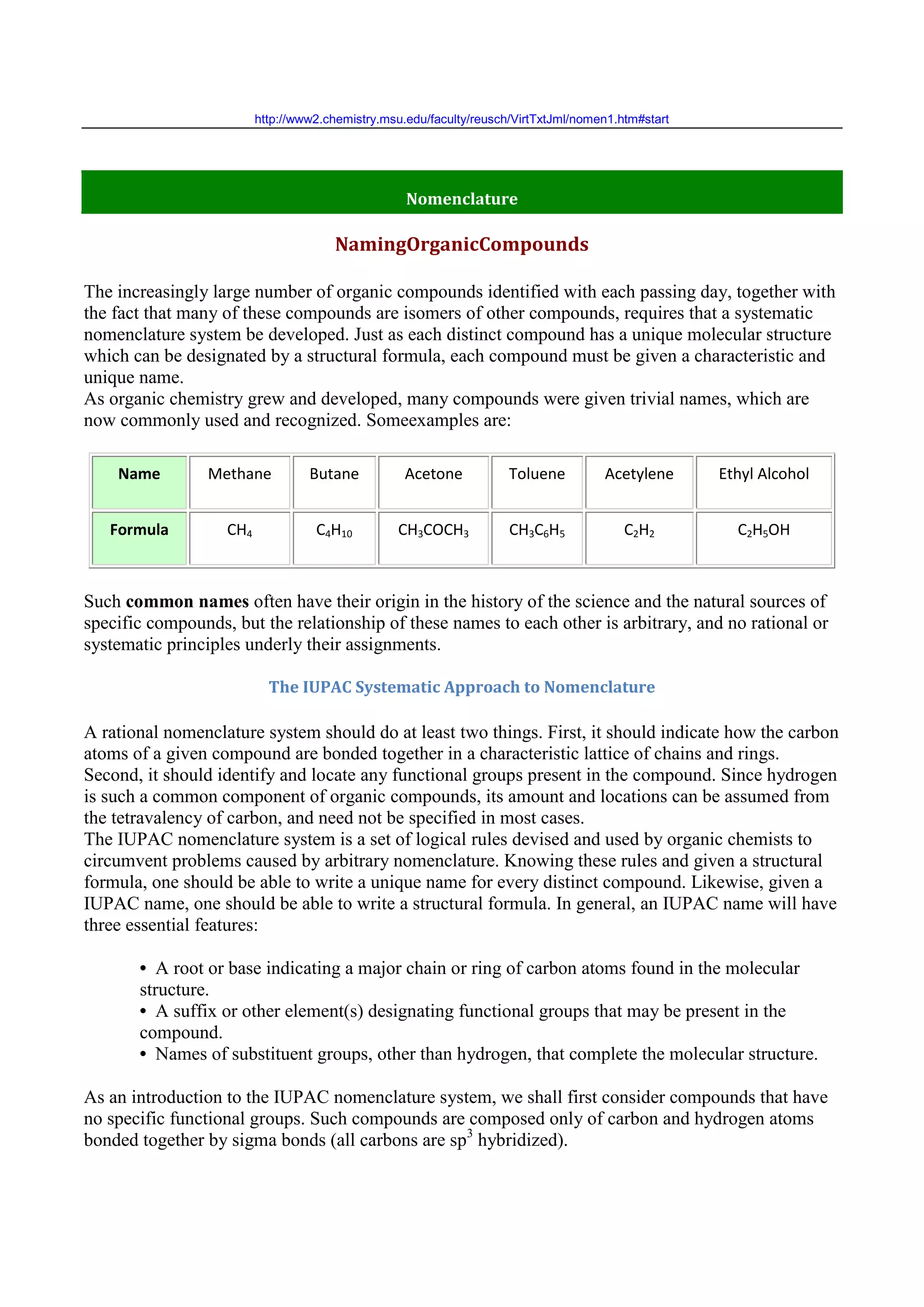 Nomenclatura en química orgánica | DOCX