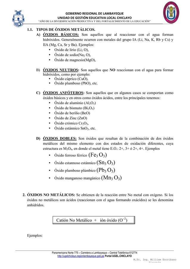 Práctica De Laboratorio Nomenclatura Quimica Inorgánica
