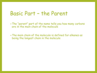Nomenclature AND IUPAC naming of alkanes | PDF