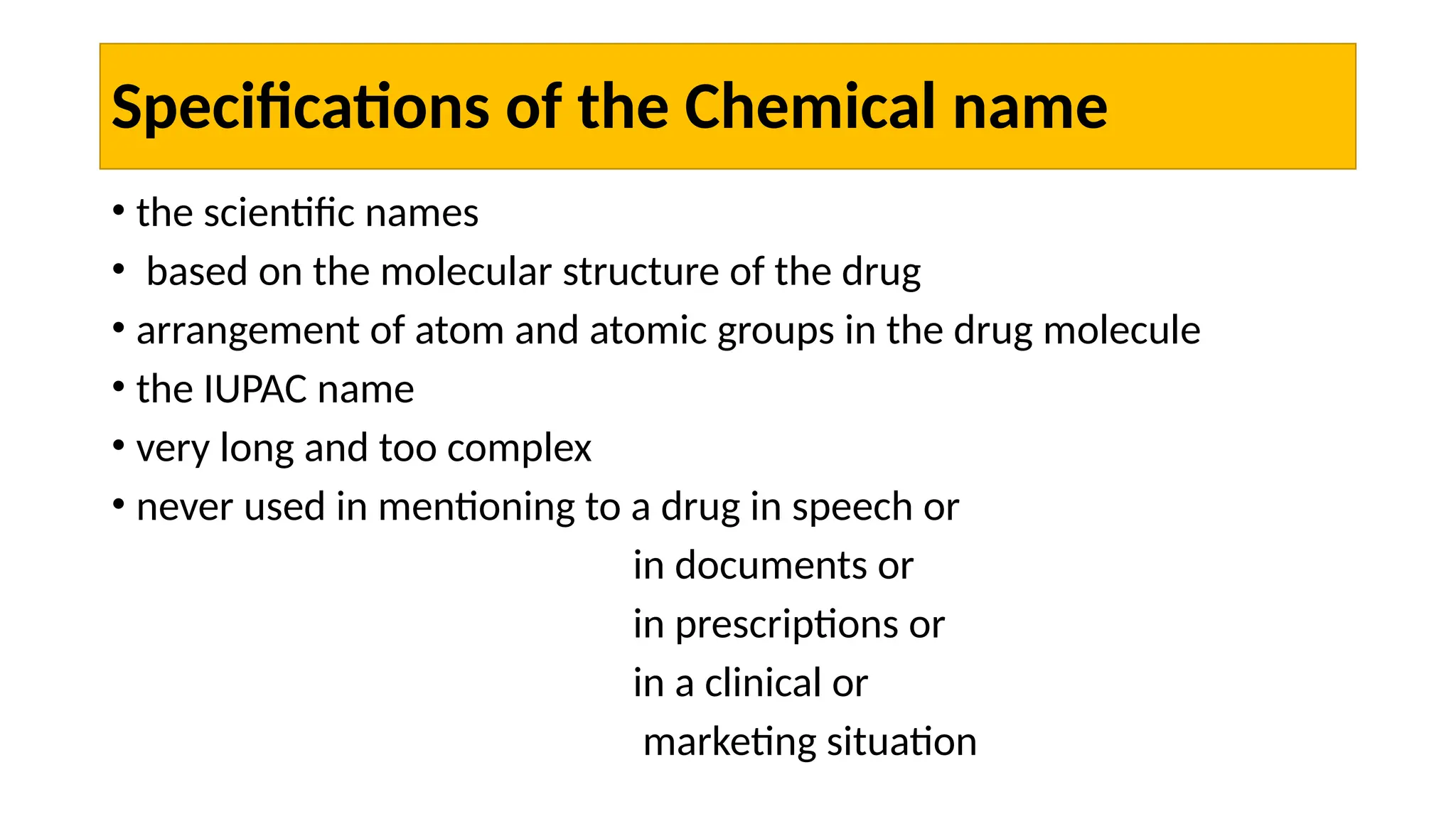 Nomenclature.pptx Drug nomenclature Chemical Generic Trade | PPTX