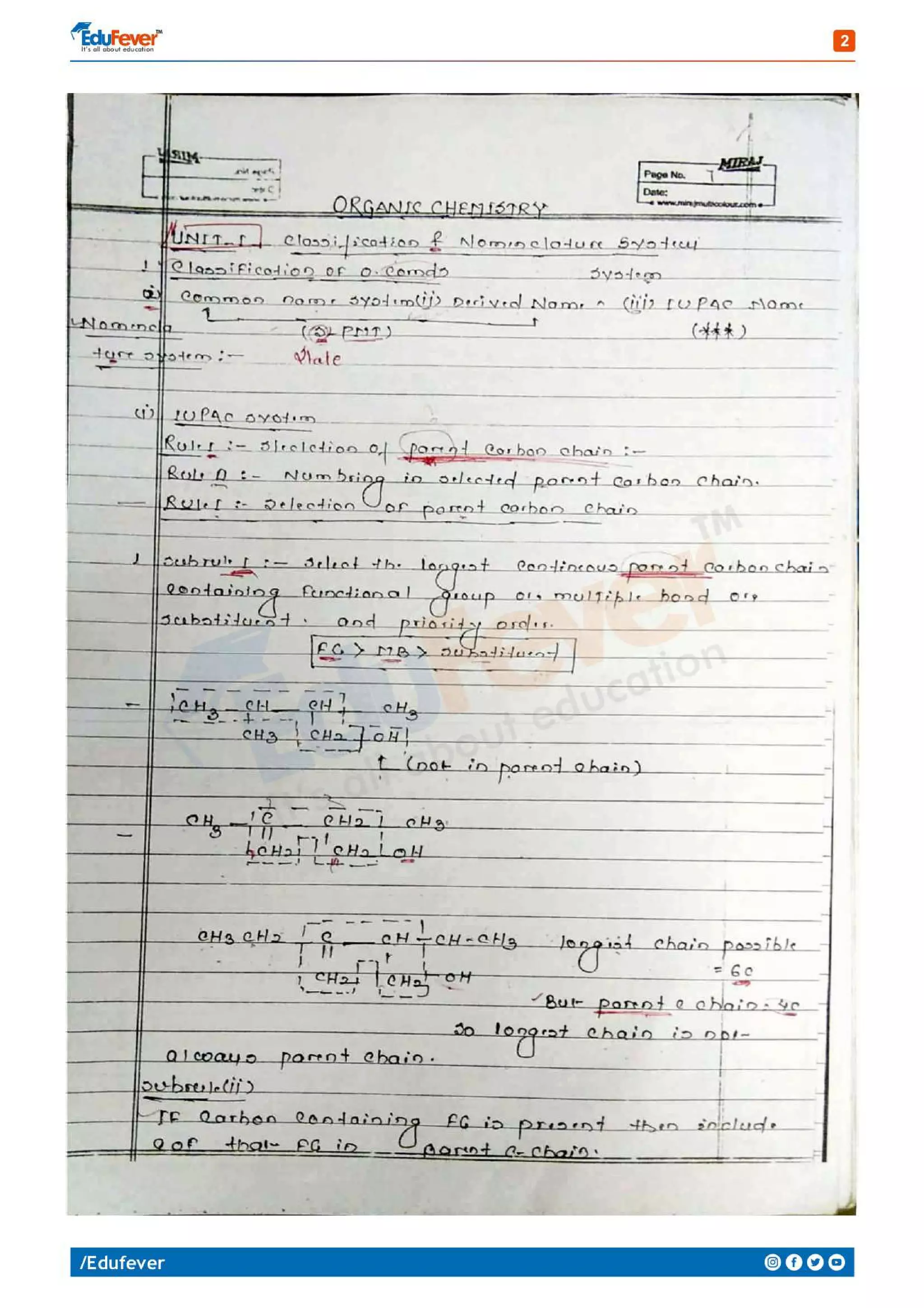 Nomenclature IUPAC Name - Chemistry Handwritten Notes | PDF