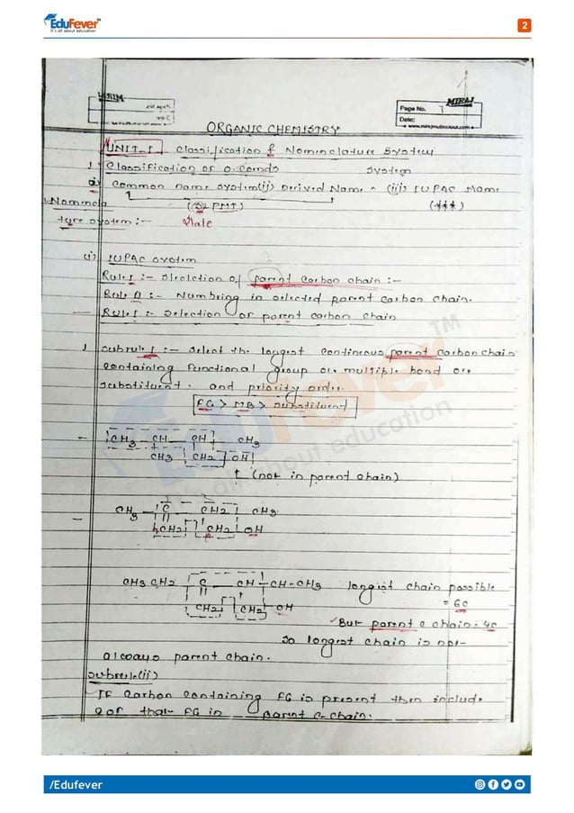 Nomenclature IUPAC Name - Chemistry Handwritten Notes | PDF | Chemistry ...