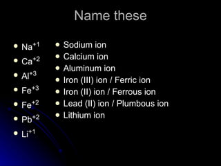 Nomenclature 1 ions | PPT