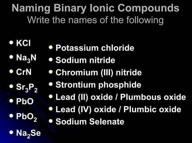 Nomenclature 2 ionic compounds | PPT