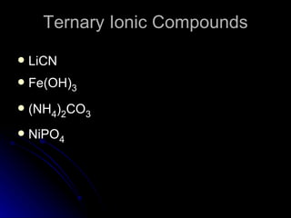 Nomenclature 2 ionic compounds | PPT