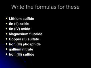 Nomenclature 2 ionic compounds | PPT
