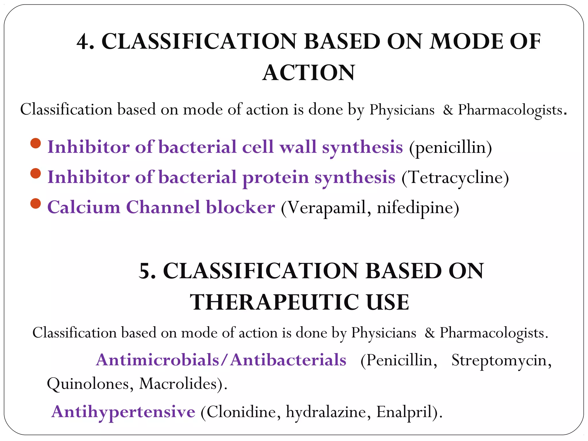 Nomenclature and classification of drugs | PPT