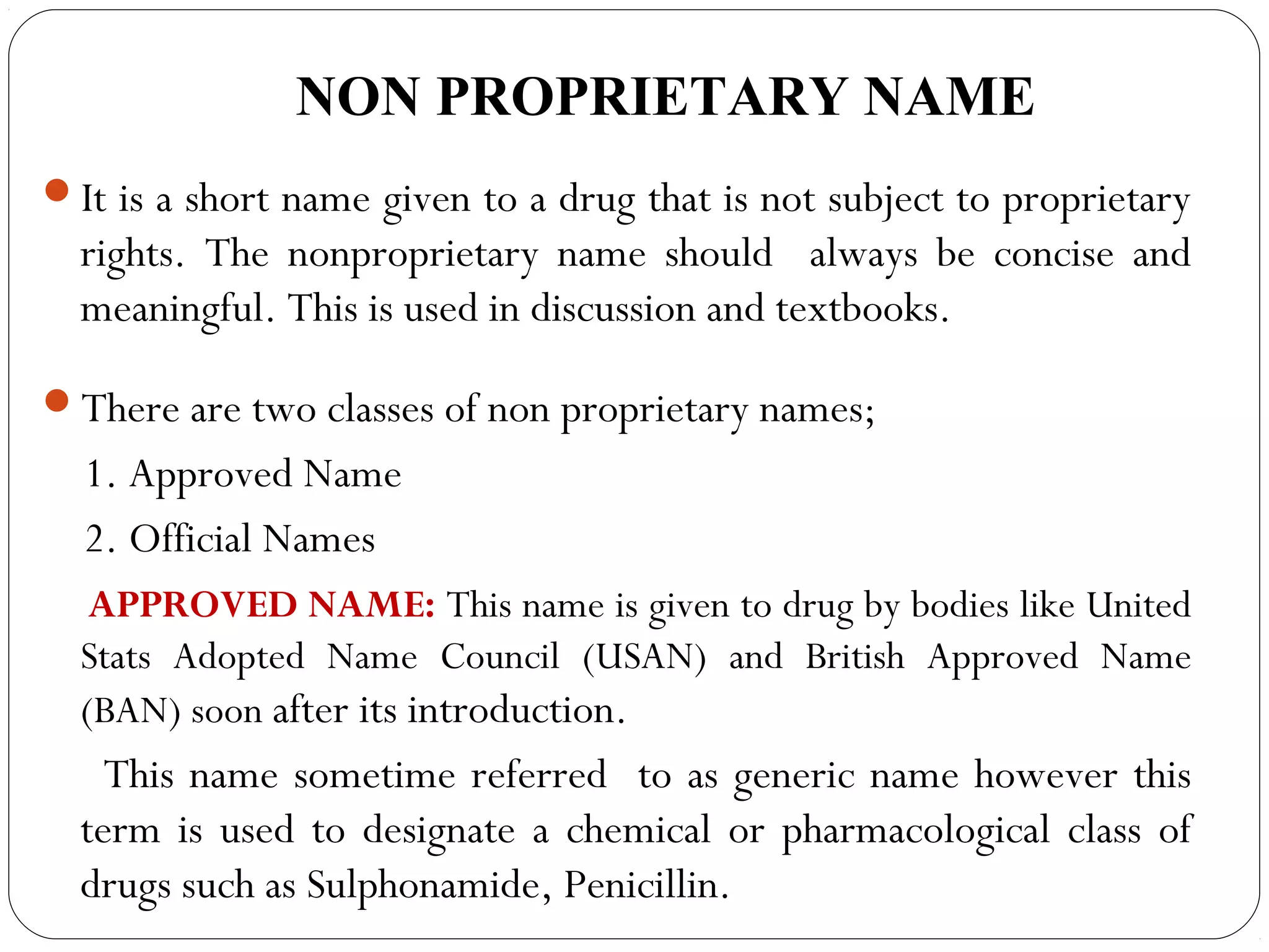 Nomenclature and classification of drugs | PPT