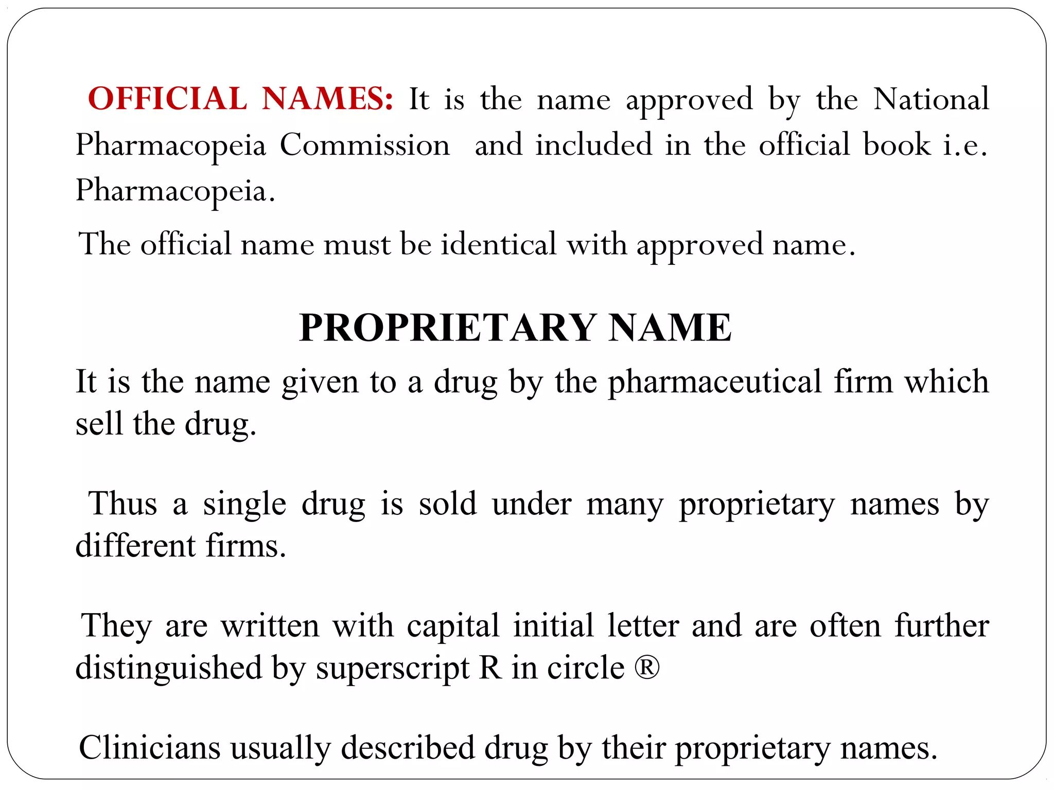 Nomenclature and classification of drugs | PPT
