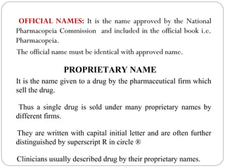 Nomenclature and classification of drugs | PPT