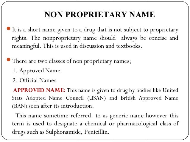 Nomenclature and classification of drugs