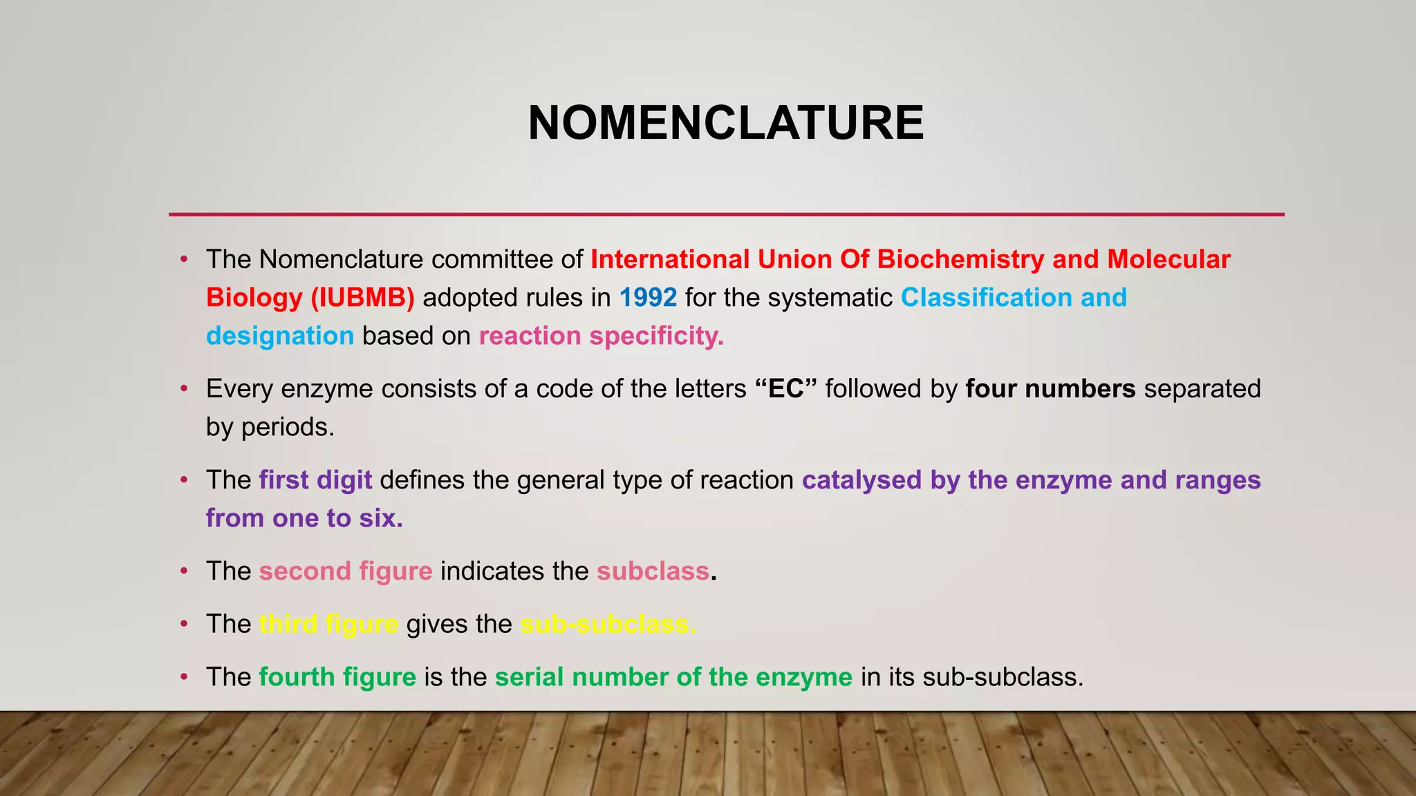 Nomenclature and Classification of enzyme | PPTX