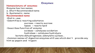 Nomenclature and Classification of enzyme | PPTX