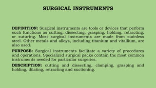 Nomenclature and uses of surgical instruments and hospital equipments | PDF