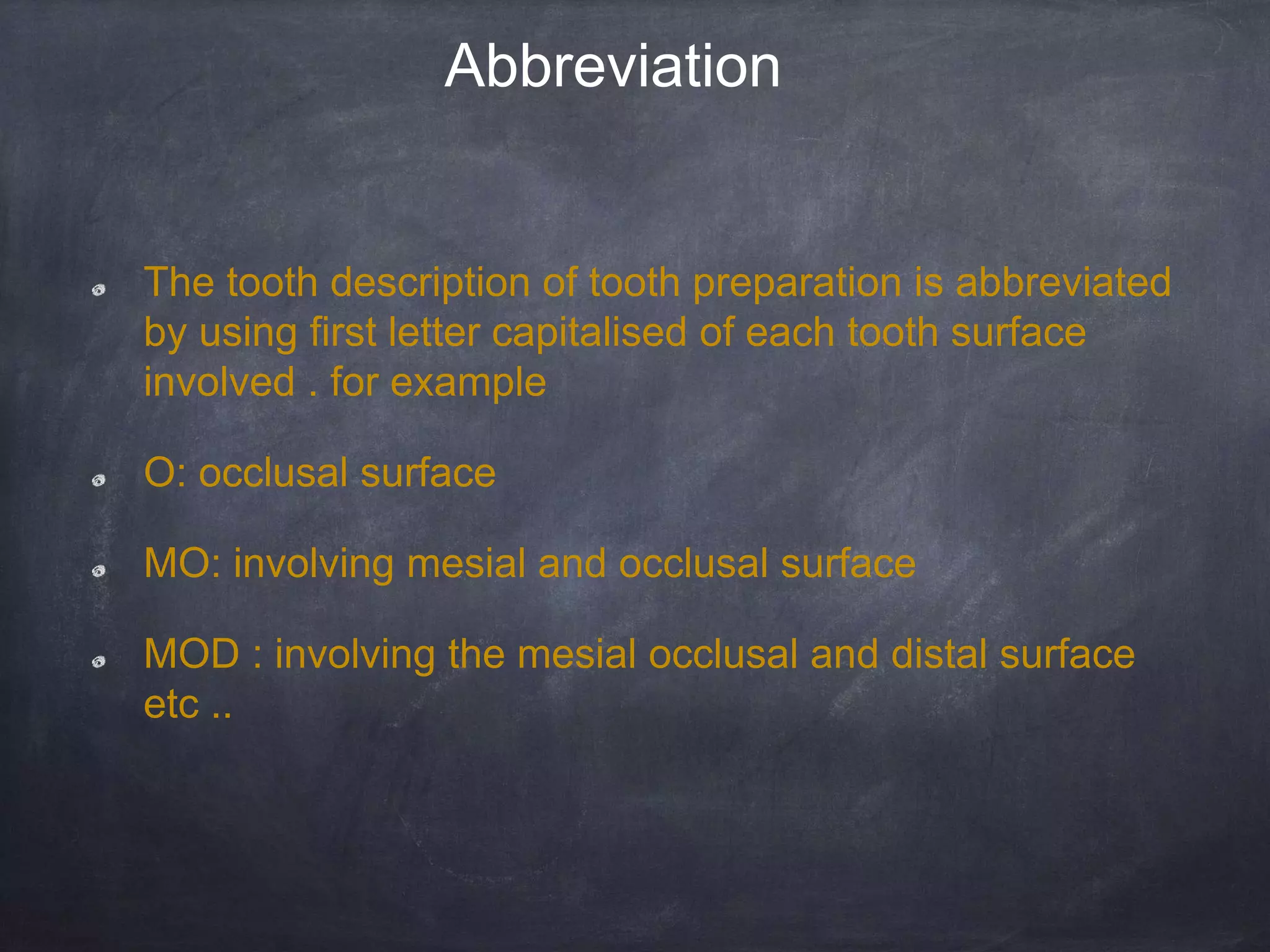 Nomenclature in Operative Dentistry | PPTX