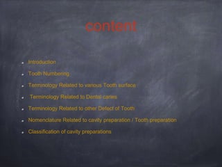 Nomenclature in Operative Dentistry | PPTX