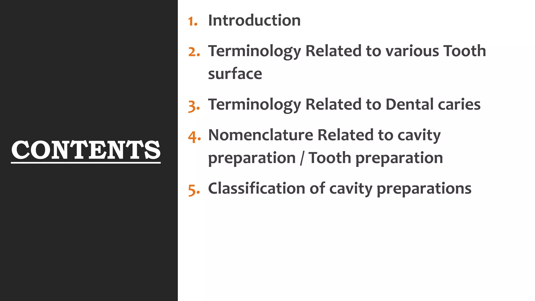 Nomenclature in operative dentistry | PPTX