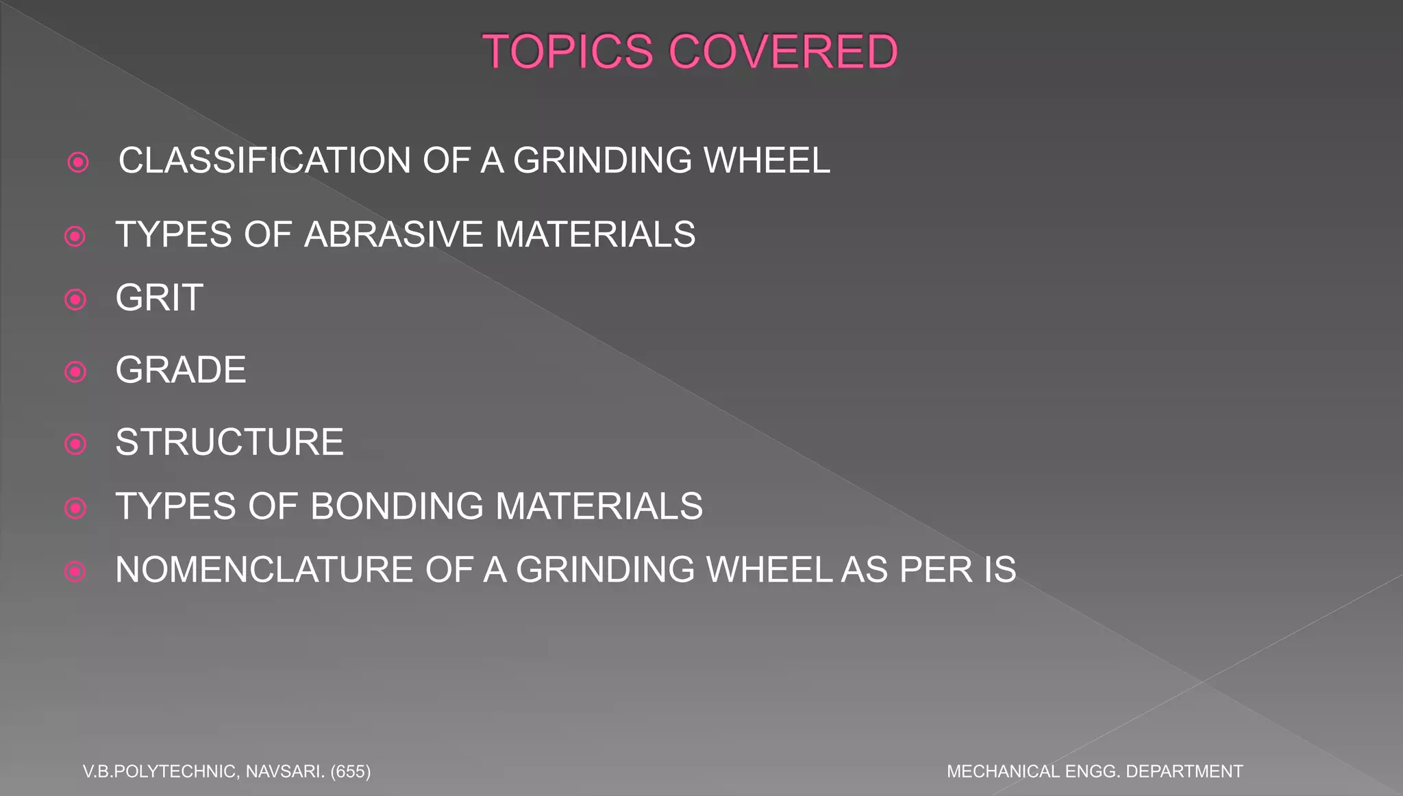 Nomenclature of grinding wheel | PPTX | Chemistry | Science