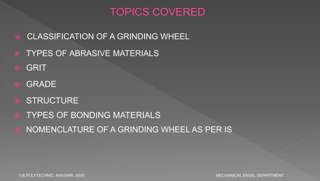 Nomenclature of grinding wheel | PPTX | Chemistry | Science