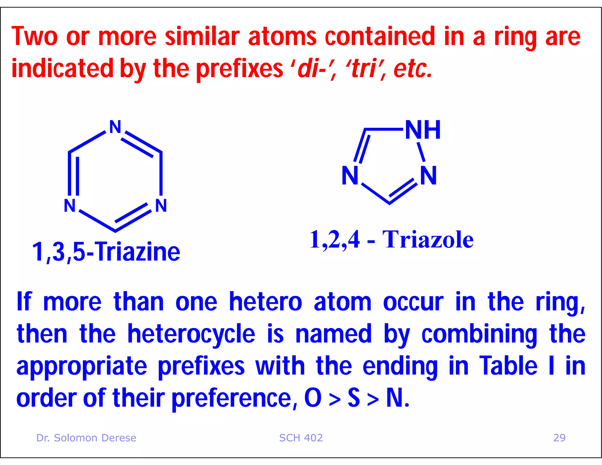 Nomenclature of heterocyclic compounds | PDF