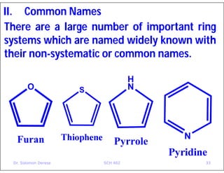 Nomenclature of heterocyclic compounds | PDF