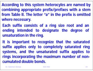 Nomenclature of heterocyclic compounds | PDF