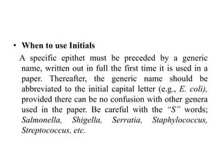 Nomenclature of microorganisms | PPTX