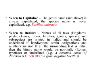 Nomenclature of microorganisms | PPTX