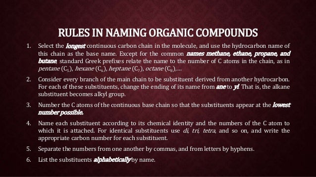 Nomenclature of Organic Compounds (IUPAC)