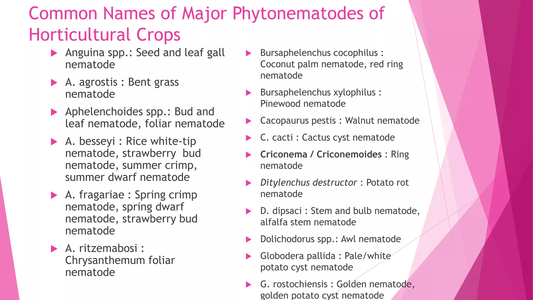 Nomenclature of plant parasitic nematodes | PPTX