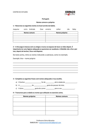 Nomes próprios e comuns | PDF