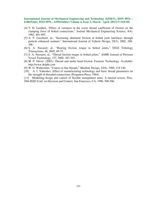 Nominal diameter, clamp length and thread pitch analysis for bolt ...