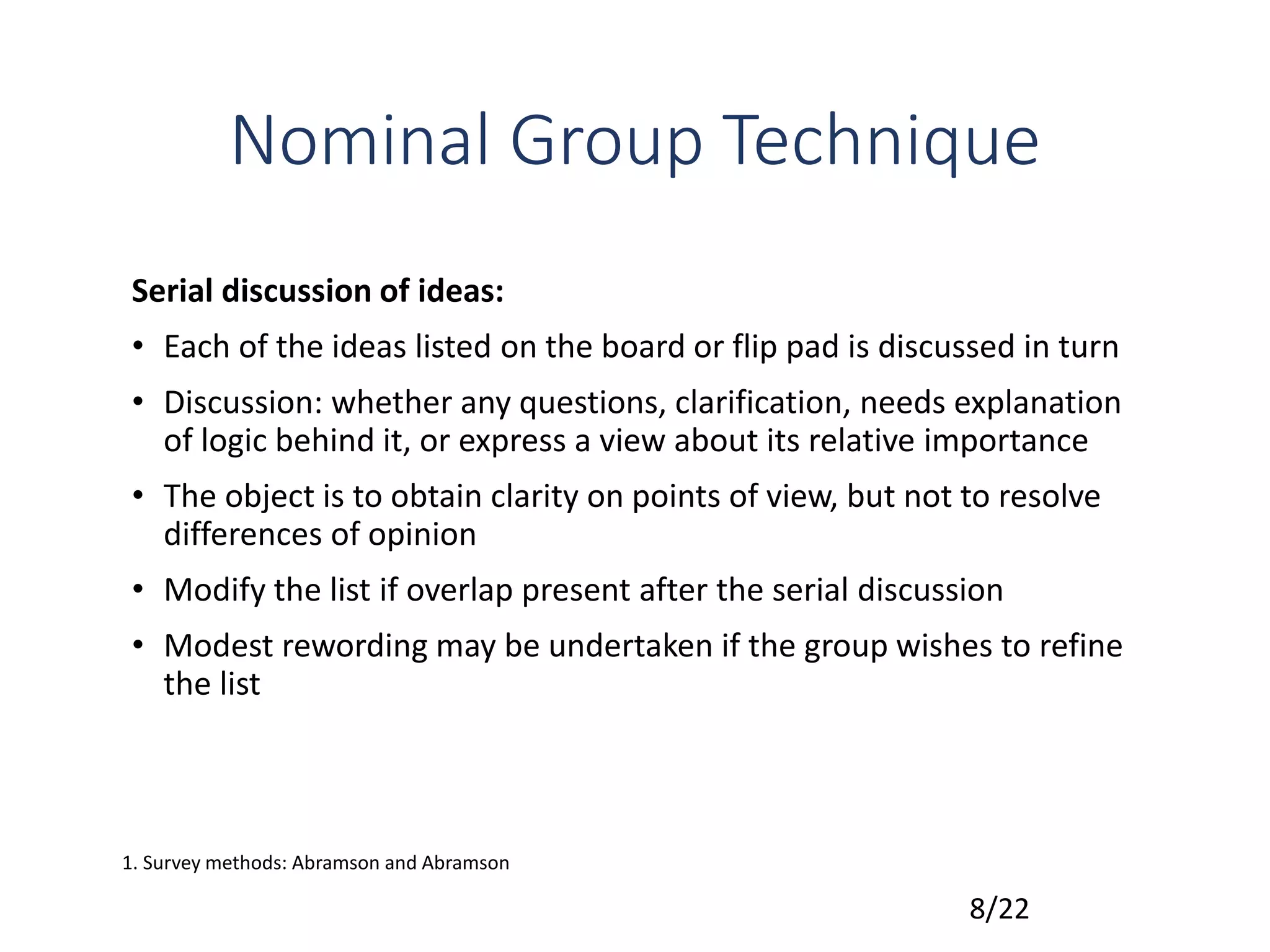 Nominal group technique and Delphi method (Consensus methods) | PPTX