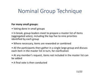 Nominal group technique and Delphi method (Consensus methods) | PPTX