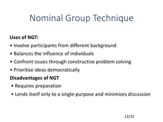 Nominal group technique and Delphi method (Consensus methods) | PPTX