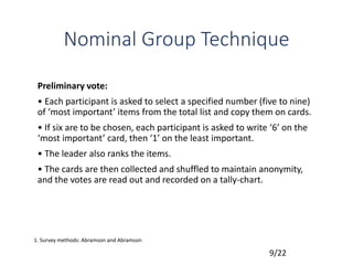 Nominal group technique and Delphi method (Consensus methods) | PPTX