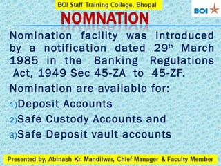 Nomination in Bank Account | PPT