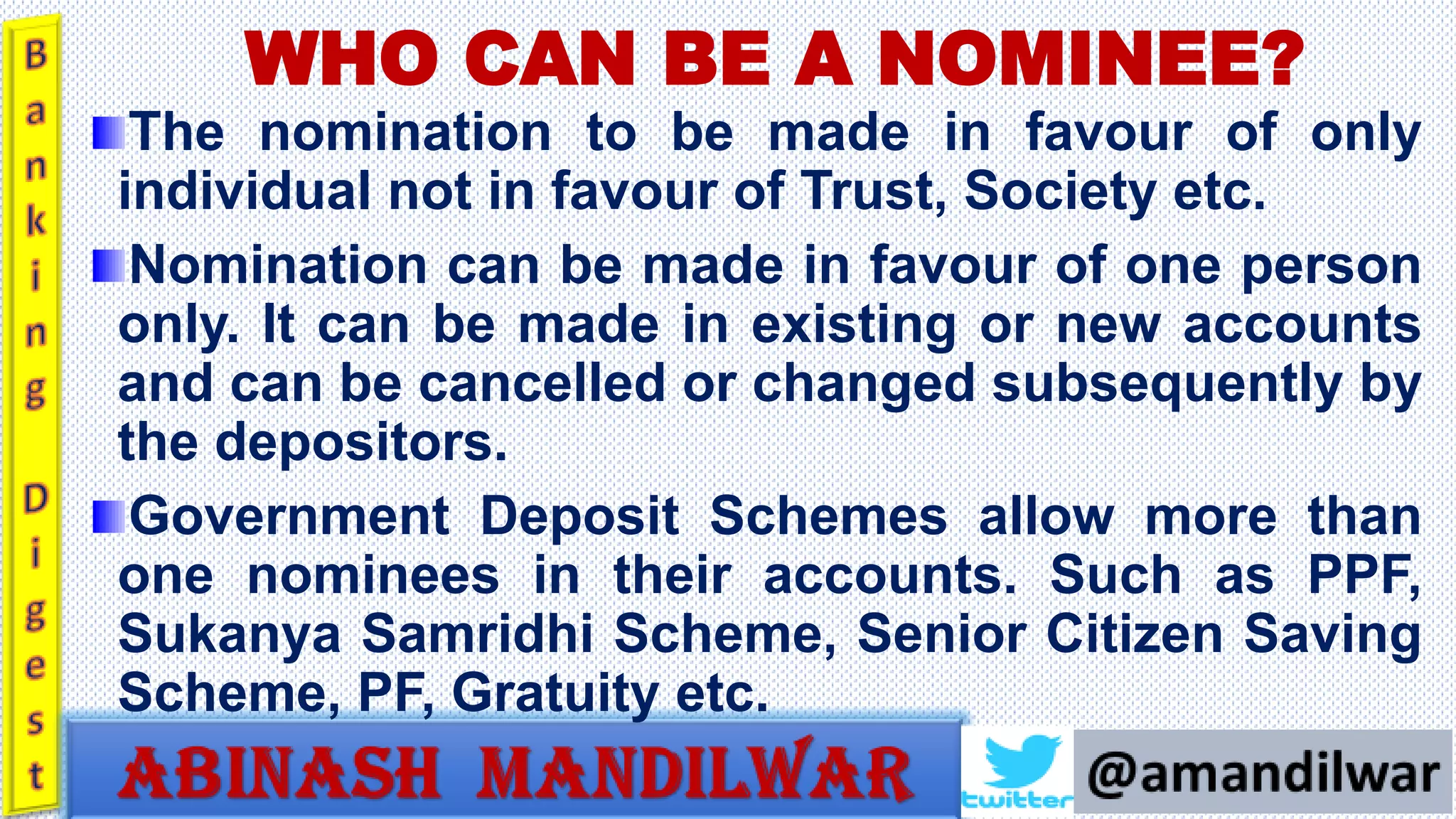 Nomination Facility in Bank Account | PPTX