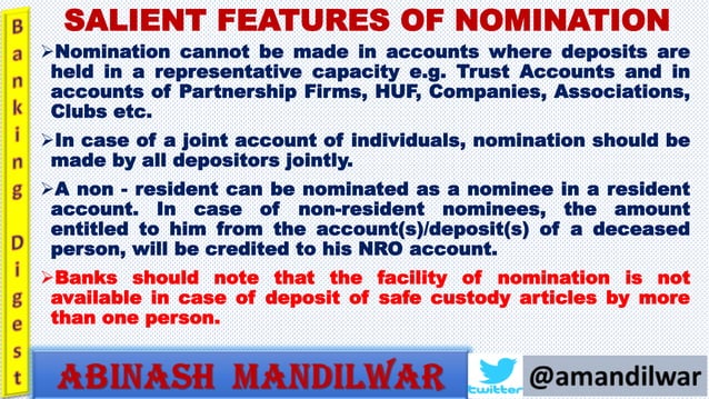 Nomination Facility in Bank Account | PPTX