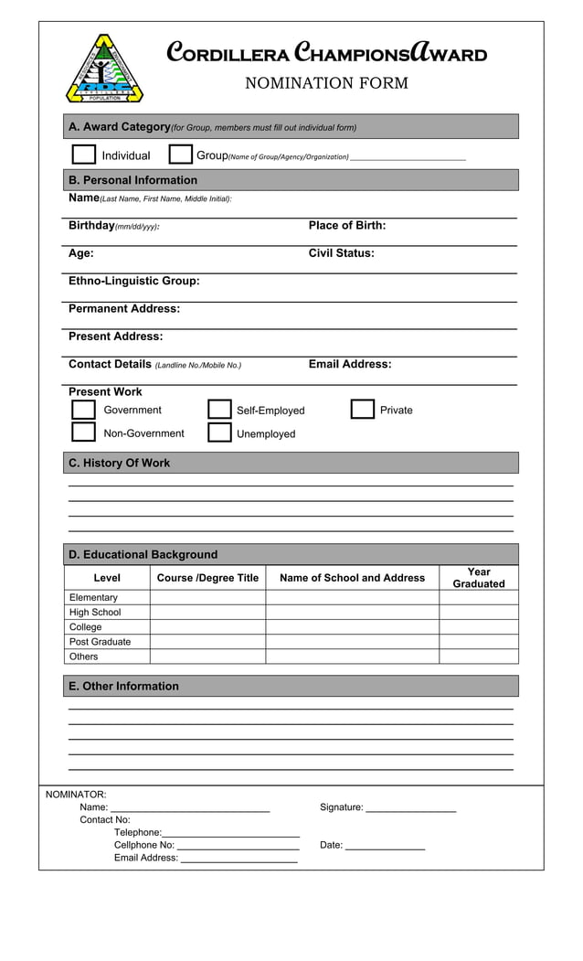 Nomination form | PDF