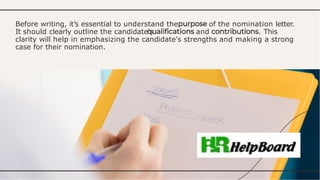 Nomination Letter , Recognition Nomination Sample | PPT